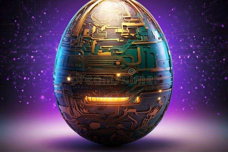 Easter Egg in Tech Futuristic Style Stock Illustration - Illustration ...