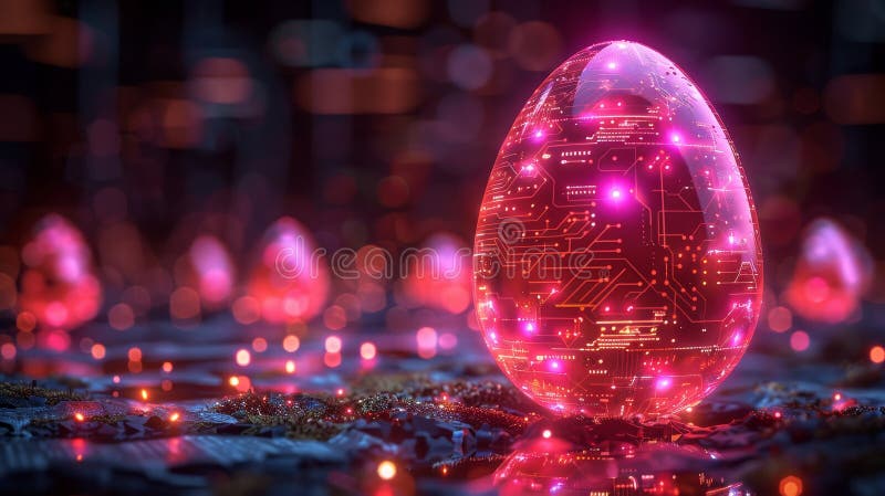 Easter Egg in Tech Futuristic Style. Greeting Card with Abstract 3d Egg ...