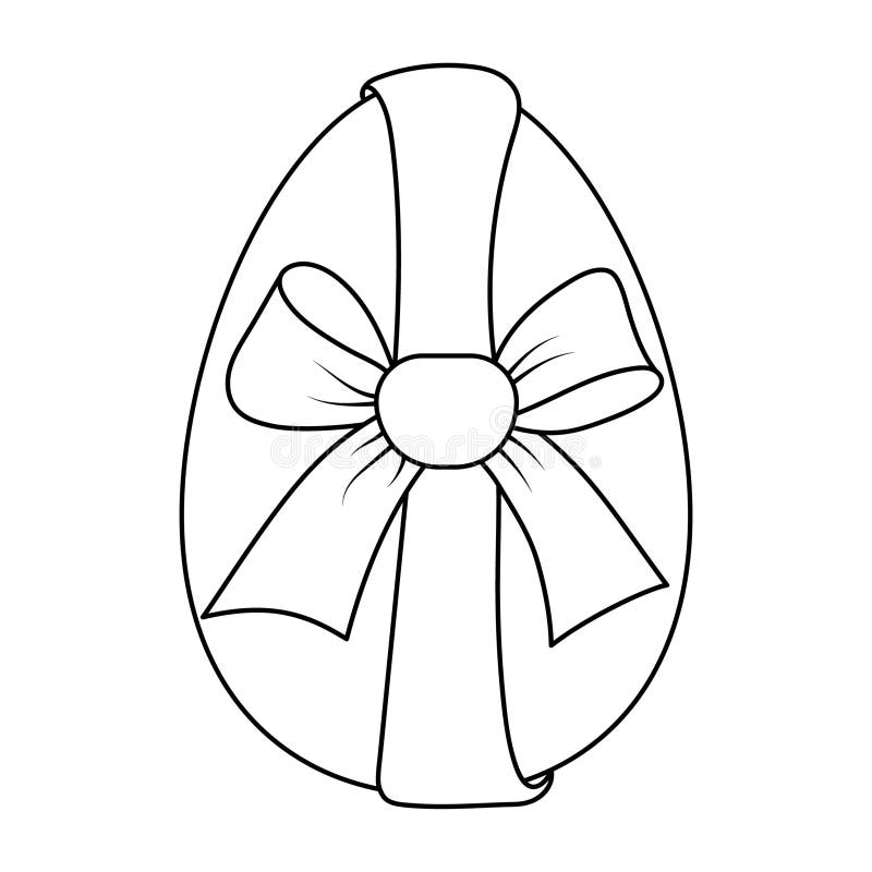 An Easter Egg Tied with a Ribbon. Contoured Easter Drawing Stock Vector ...