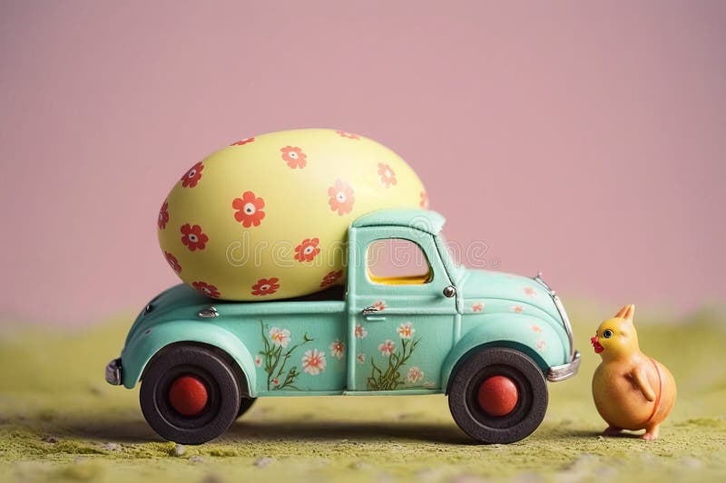 Easter Egg on Toy Car Beautiful, Generative AI Stock Illustration ...