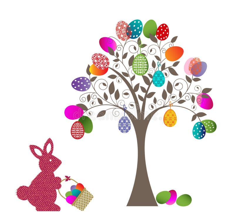 Easter Egg Tree and Bunny stock vector. Illustration of easter - 68796086