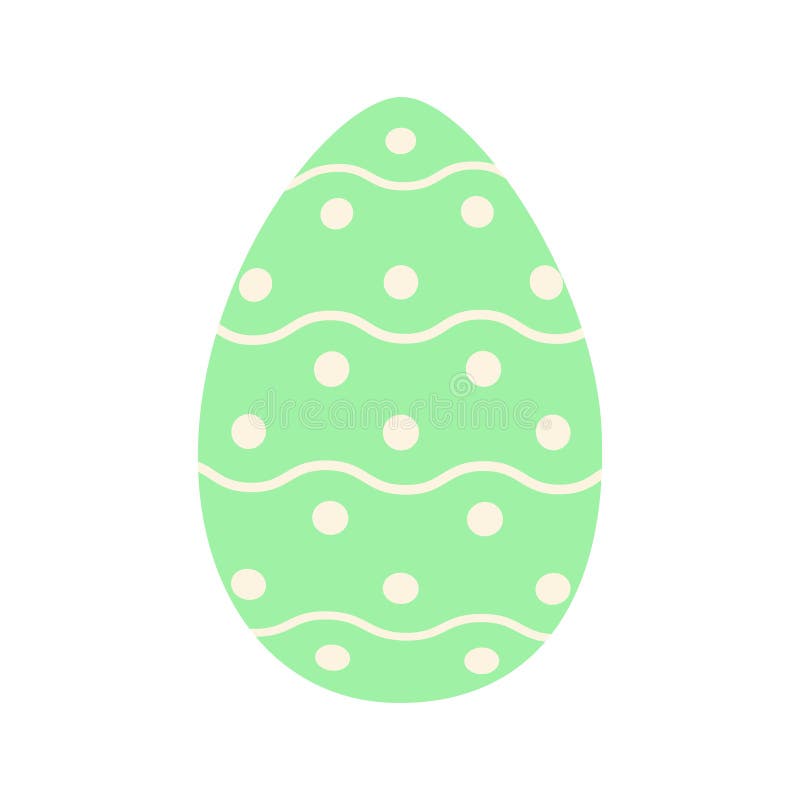 Easter Egg in Trendy Green with a Simple Pattern of Wavy Lines and Dots ...