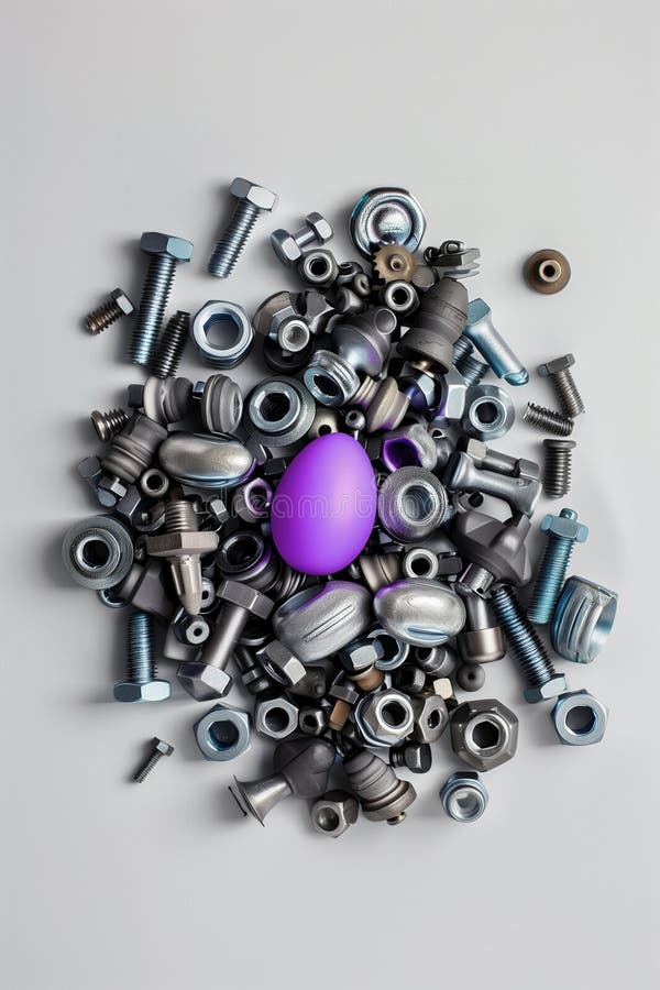 Easter Egg on White Background with Hand Tools, Fasteners and Fittings ...