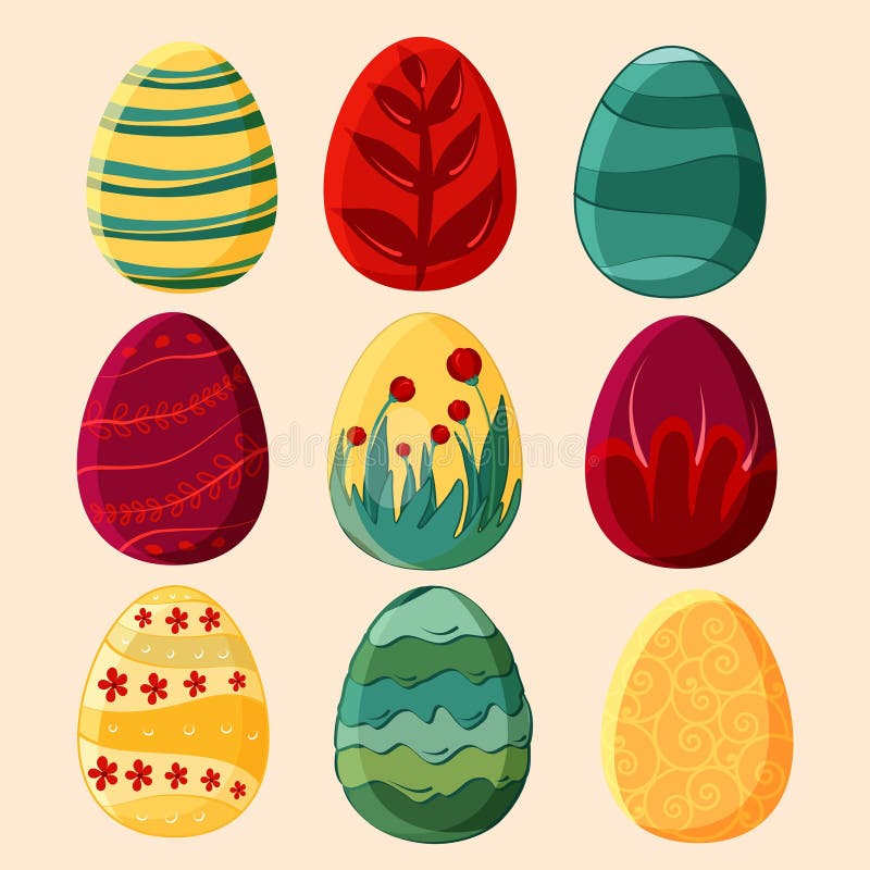 Collection of Festive Easter Egg Designs Vector Illustration Stock ...
