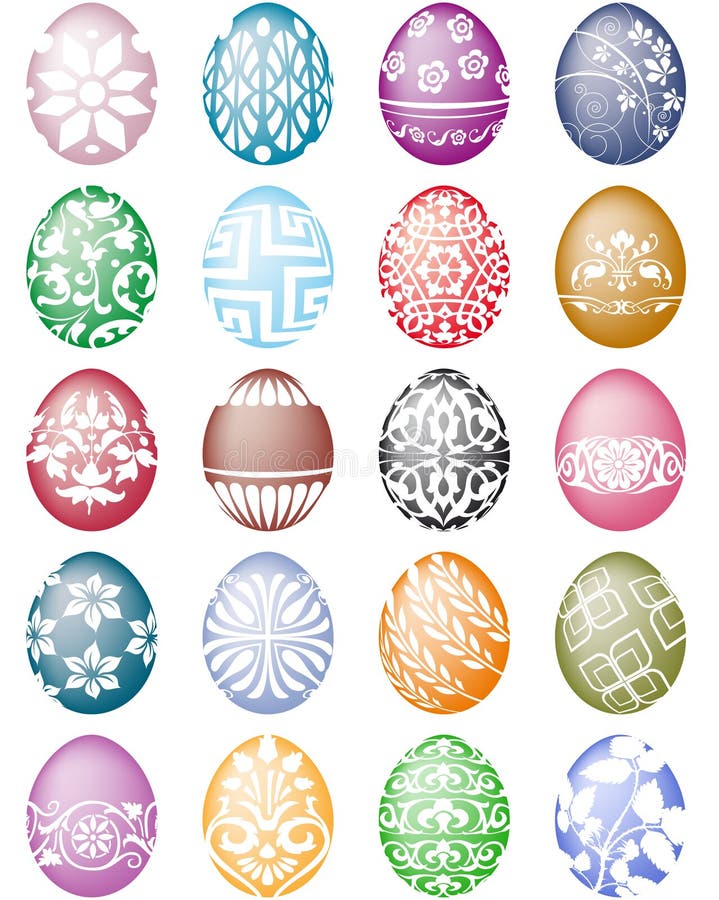 Easter Eggs with Christian Symbols Stock Illustration - Illustration of ...