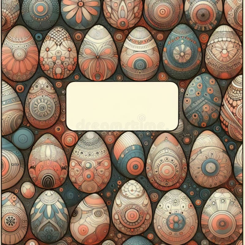 Easter Eggs in Abstract Drawings with Space for Text Stock Illustration ...