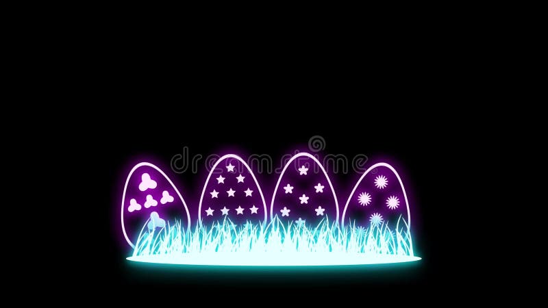 Easter Eggs Animation in Bright Neon Colour on Black Background Stock ...