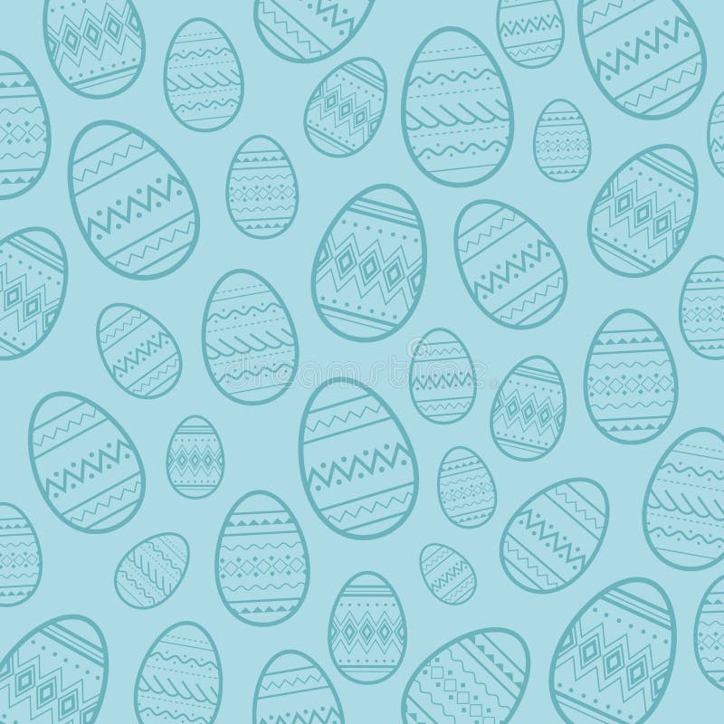 Easter Eggs Background in Blue Colors. Ornate Eggs Pattern Illustration ...
