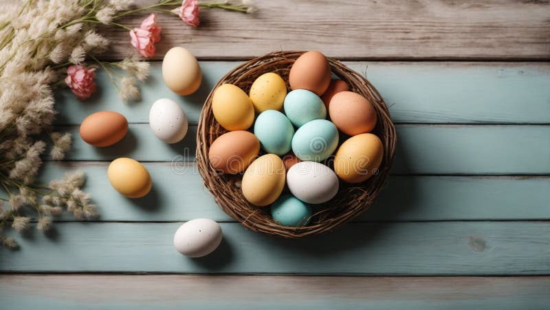 Easter Eggs Background. Minimal Abstract Holidays Concept. Flat Lay ...