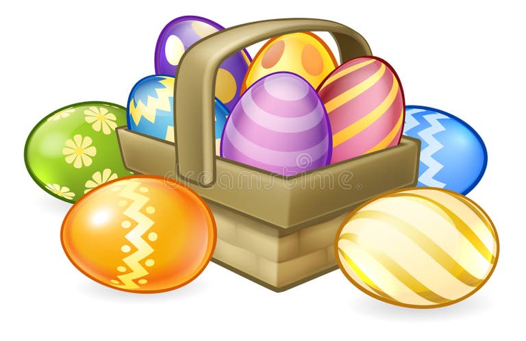 Easter Eggs Basket Hamper Cartoon Stock Vector - Illustration of ...