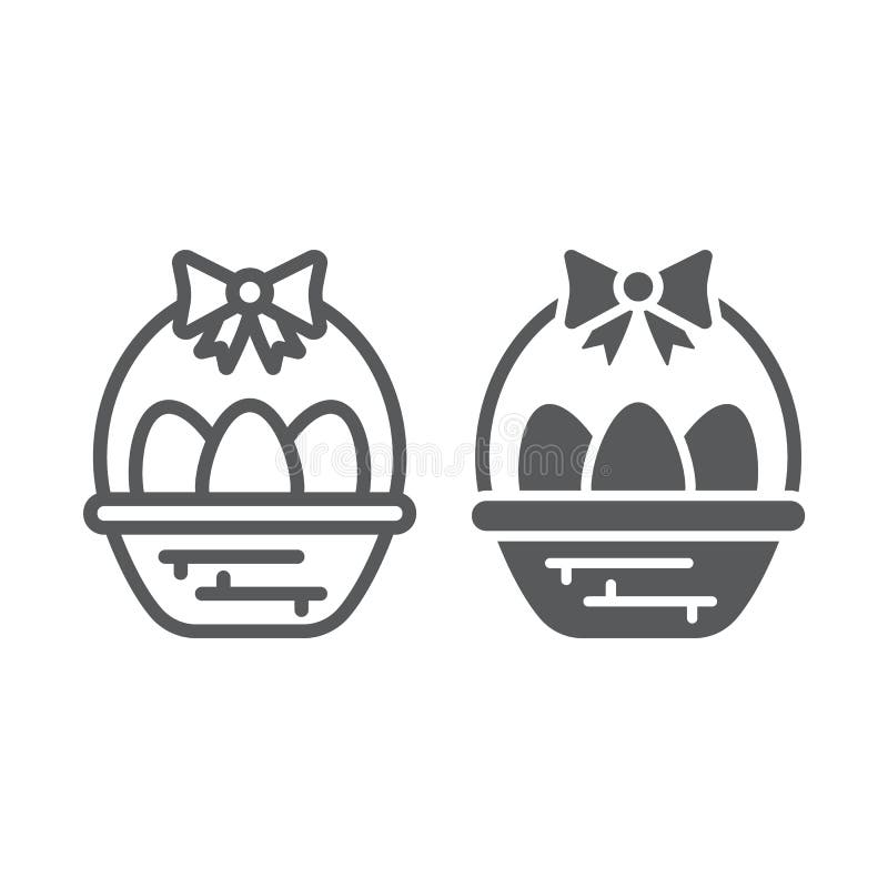 Easter Eggs in Basket Line and Glyph Icon, Decoration and Easter ...