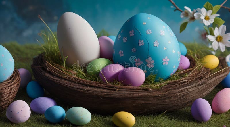 Easter Eggs in a Basket, Easter Eggs in a Nest, Easter Eggs in the ...