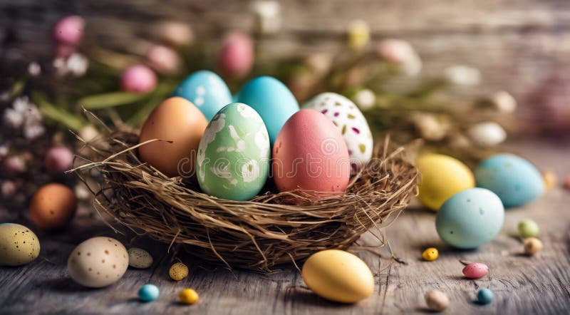 Easter Eggs in a Basket, Easter Eggs in a Nest, Easter Eggs in the ...