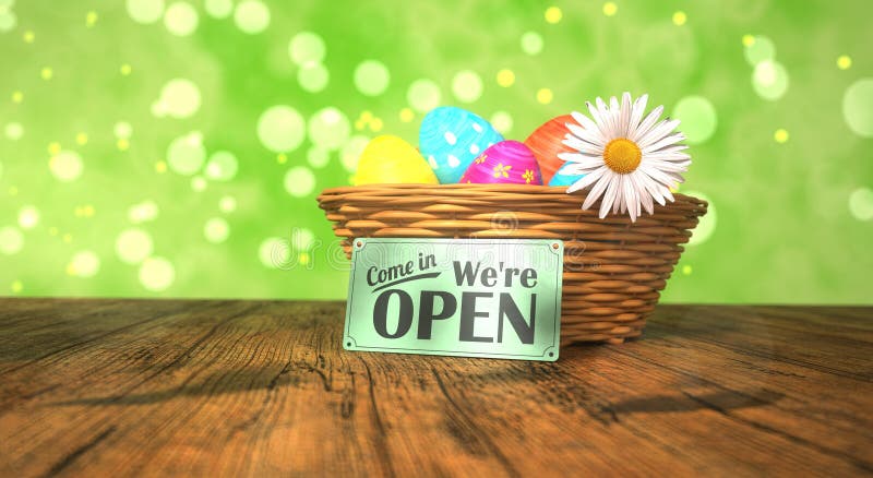 Easter Eggs Basket Open stock image. Image of shop, closed - 272946855