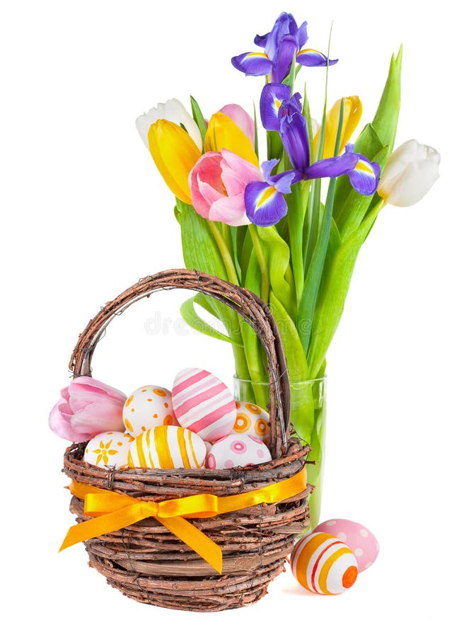 Easter Bunny - Card , Eggs in Basket - Stock Photo Stock Image - Image ...