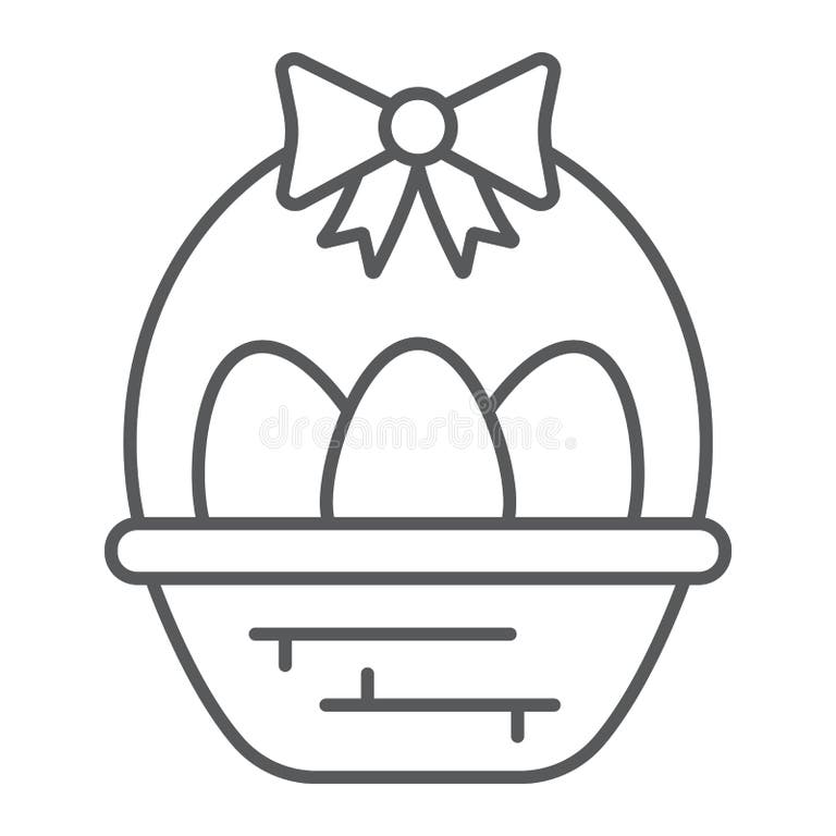 Easter Eggs in Basket Thin Line Icon, Decoration and Easter, Easter ...