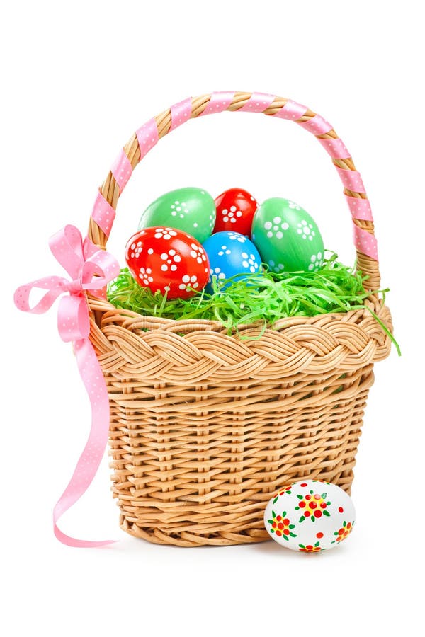 Easter Bunny - Card , Eggs in Basket - Stock Photo Stock Image - Image ...