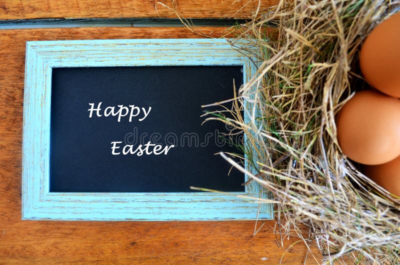Easter Eggs in a Bird Nest and a Frame. Stock Photo - Image of ...