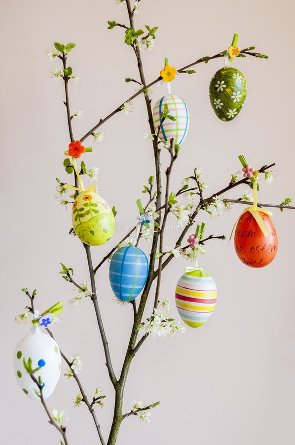 Easter. Easter Eggs on a Branch Stock Image - Image of branch, colored ...