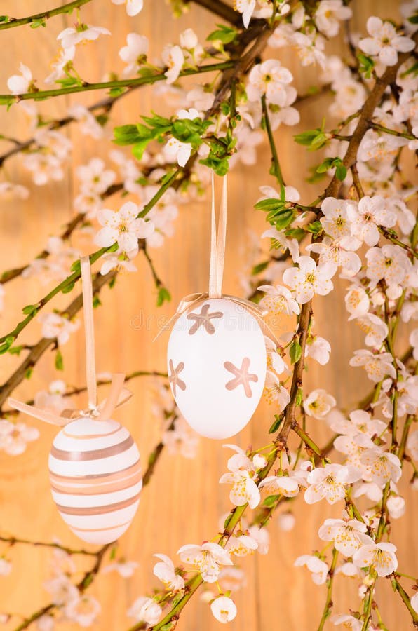 Easter Eggs on the Branches Stock Photo - Image of decorativ ...