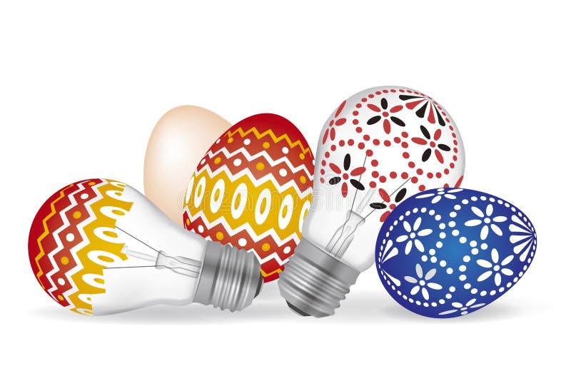 Easter Eggs and Easter Bulbs. Stock Vector - Illustration of lighting ...