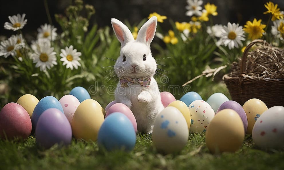 Easter Eggs and the Easter Bunny. Stock Illustration - Illustration of ...