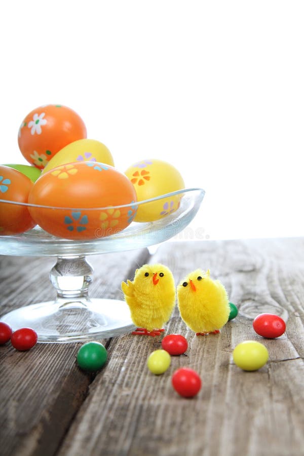 Easter Eggs, Candy and Chicken Stock Image - Image of food, decorations ...