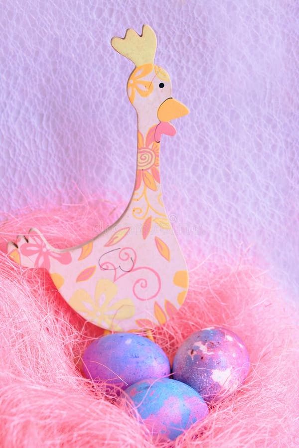 Easter eggs and chicken stock photo. Image of decor - 142379792