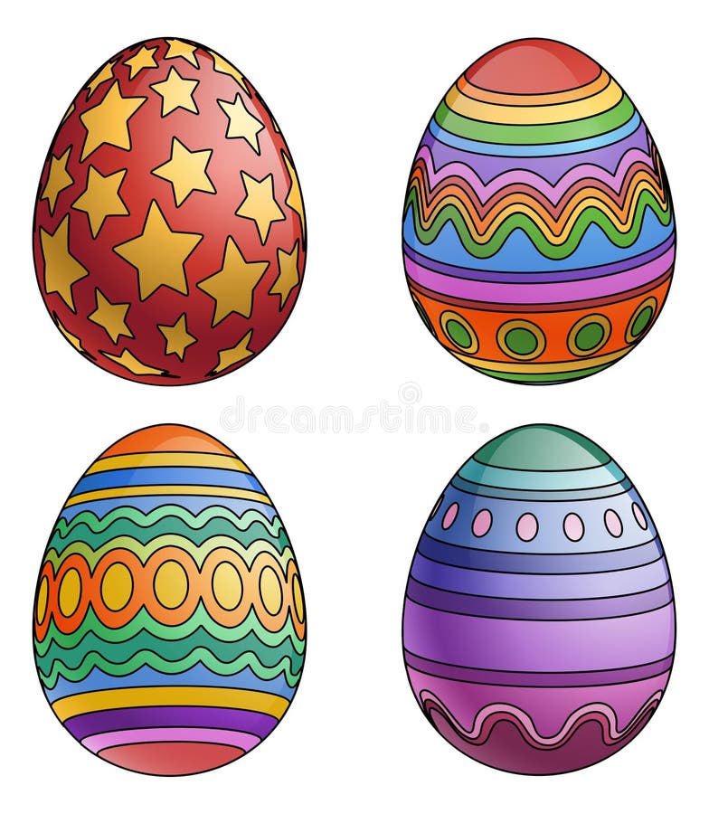 Easter Eggs Chocolate Egg Cartoon Drawing Stock Photo - Illustration of ...