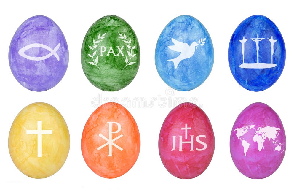 Easter Eggs with Christian Symbols Stock Illustration - Illustration of ...