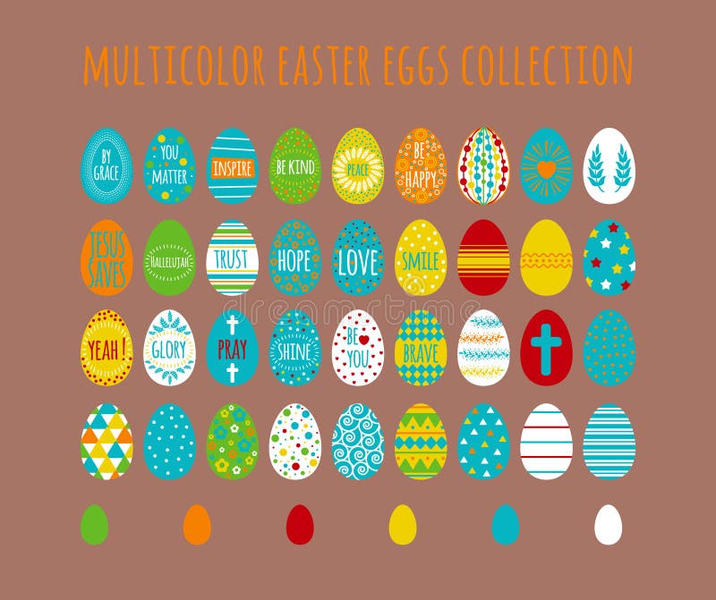 Easter Eggs Collection with Multicolor Geometry Pattern Stock Vector ...