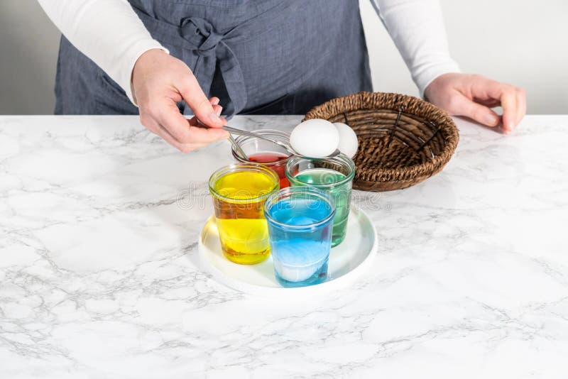 Easter Eggs. Coloring Hard-boiled White Eggs with Natural Food Coloring ...