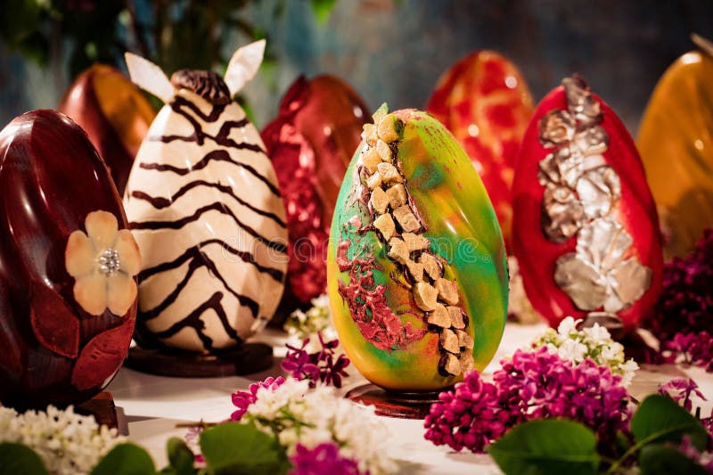 Background with Chocolate Eggs. Easter Eggs with Chocolate Theme ...