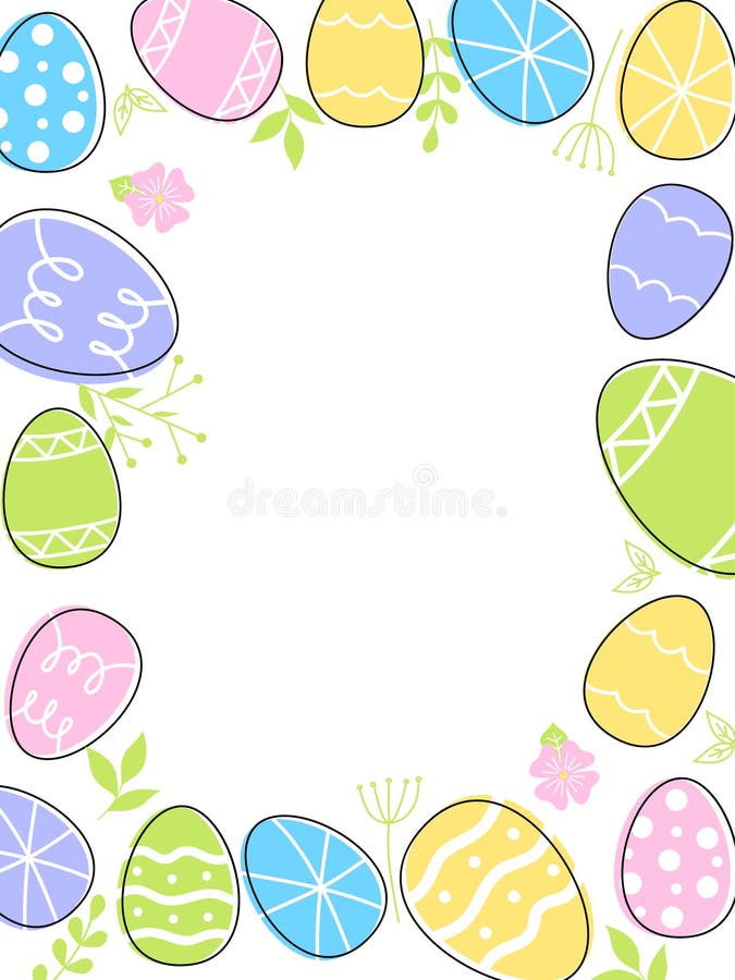 Easter Eggs Composition Hand Drawn Black on White Background ...