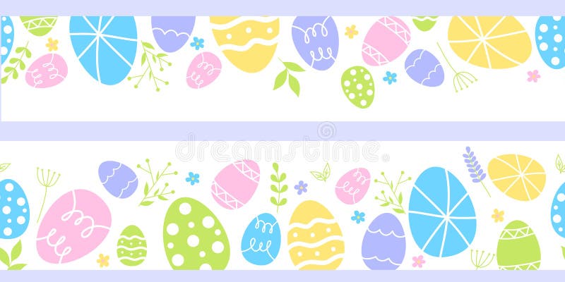 Easter Eggs Composition Hand Drawn Black on White Background ...