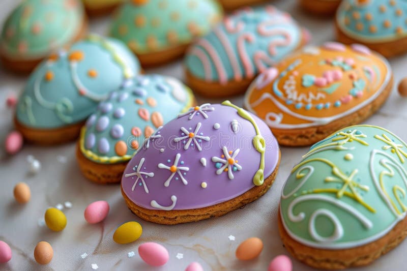 Easter Eggs Cookies with Royal Icing, Biscuit Color Eggs for Easter ...