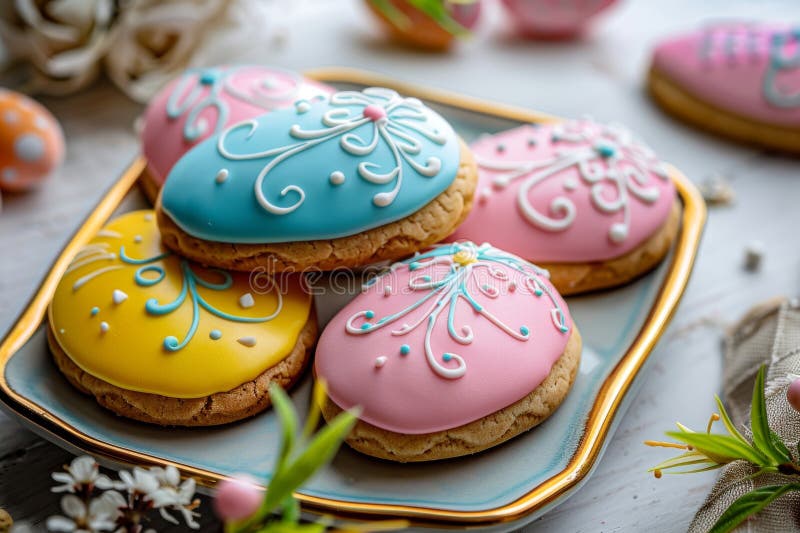 Easter Eggs Cookies with Royal Icing, Biscuit Color Eggs for Easter ...