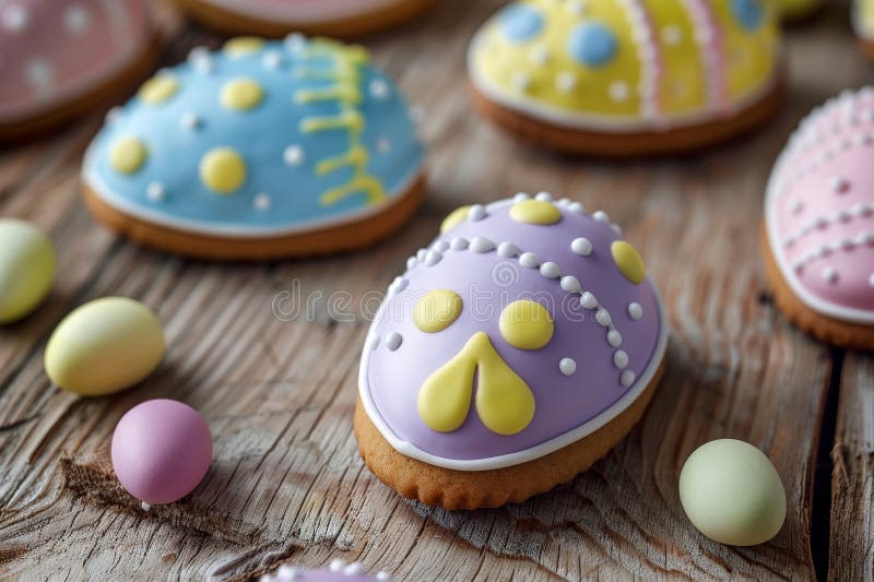 Easter Eggs Cookies with Royal Icing, Biscuit Color Eggs for Easter ...