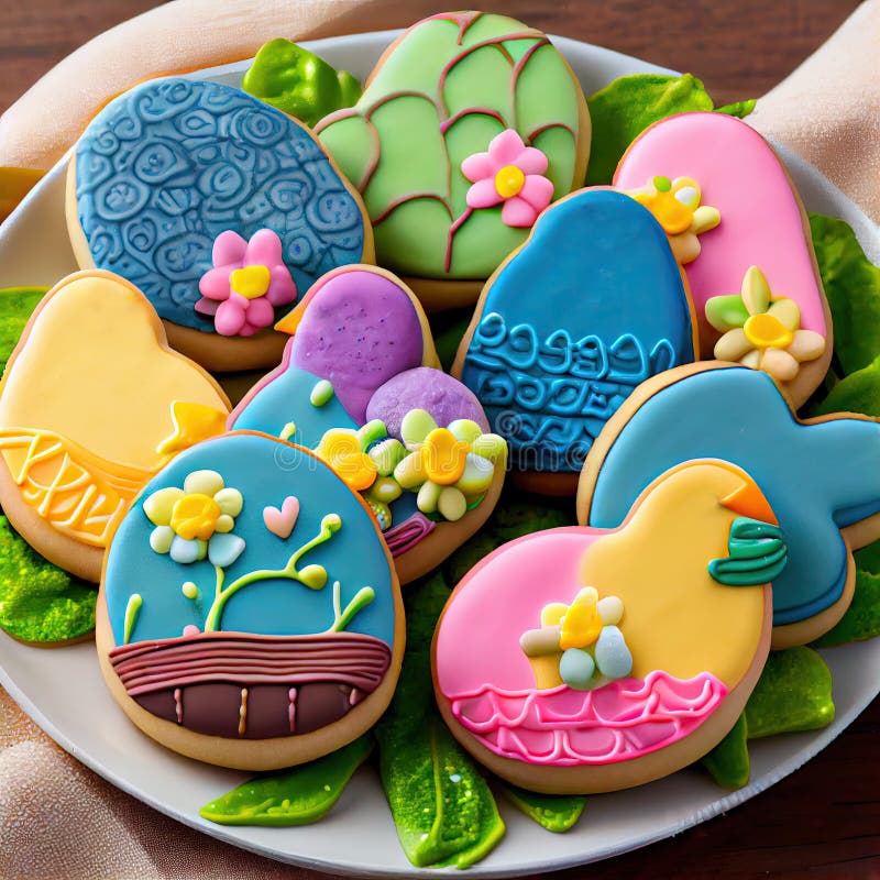 Easter Eggs Cookies with Royal Icing, Biscuit Color Eggs for Easter ...
