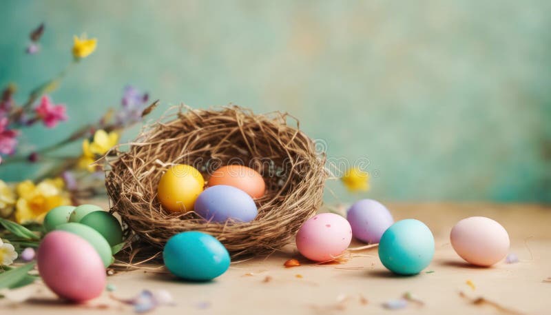 Easter Eggs with Copy Space Happy Easter Card Stock Illustration ...