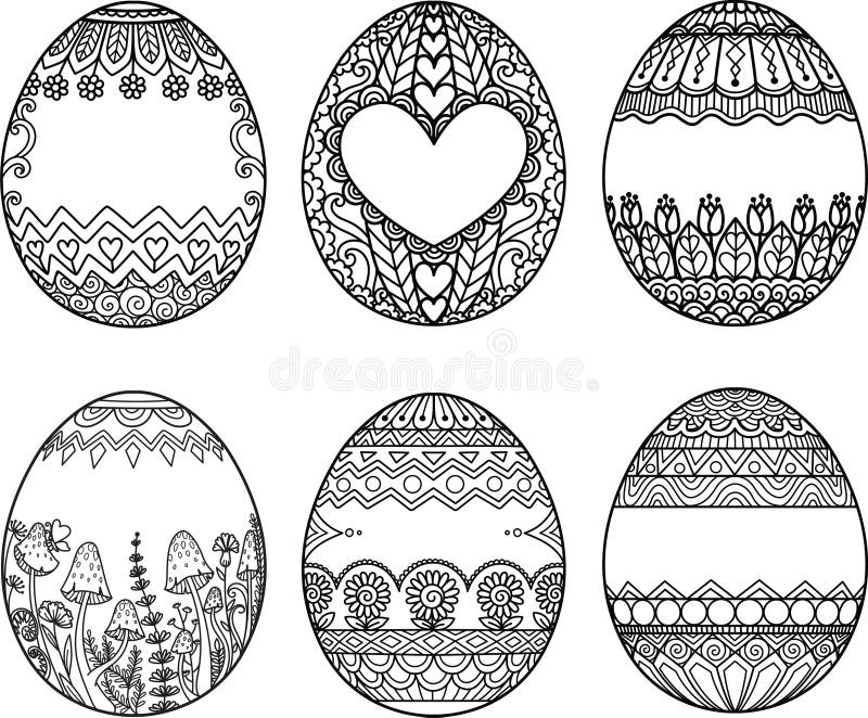 6 Easter Eggs with Copy Space Stock Vector - Illustration of border ...