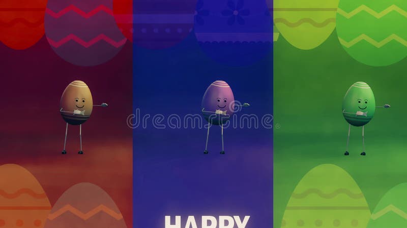 Easter Eggs Dancing Animation Triptych Stock Video - Video of party ...