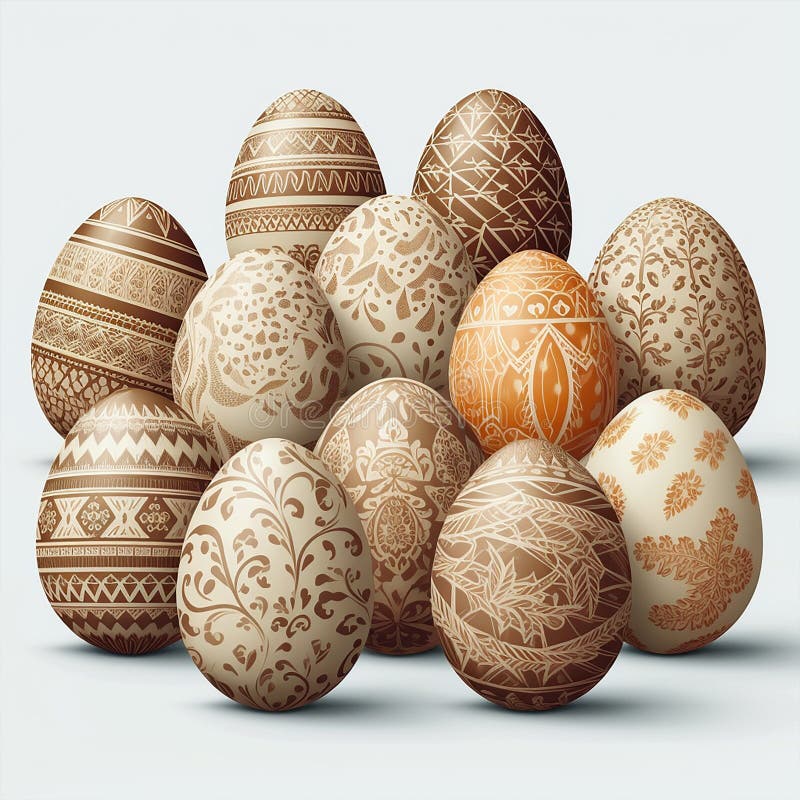 Easter Eggs Decorated with Different Patterns Stock Illustration ...
