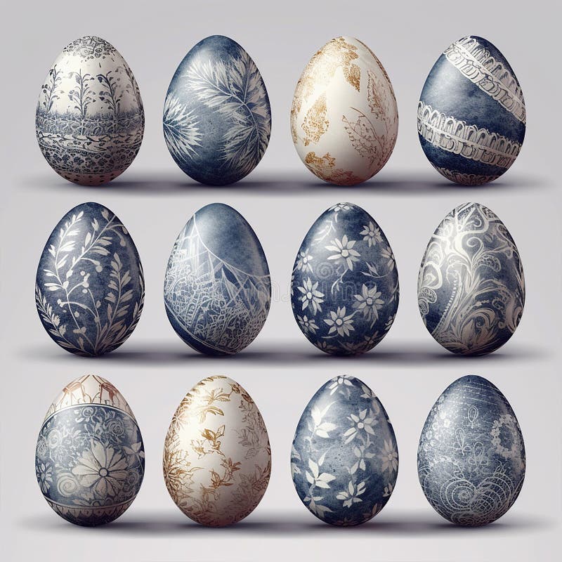 Easter Eggs Decorated with Different Patterns Stock Illustration ...
