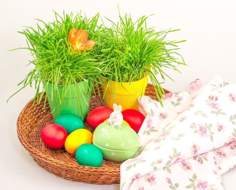 Easter Eggs and Decoration with Grass Stock Image - Image of religion ...