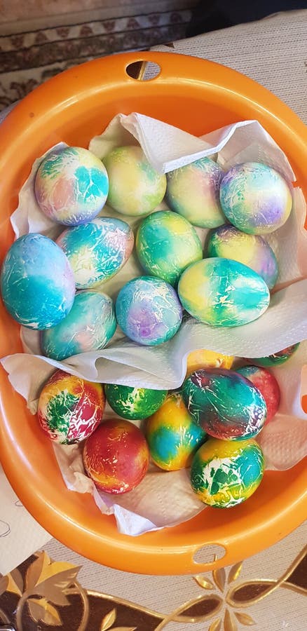 Easter Eggs Different Colors Stock Image - Image of meal, dish: 232340761