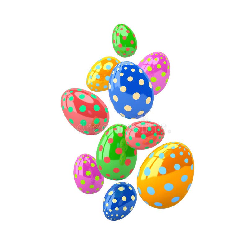 Easter Eggs with Different Colors and Pattern Isolated on White Stock ...