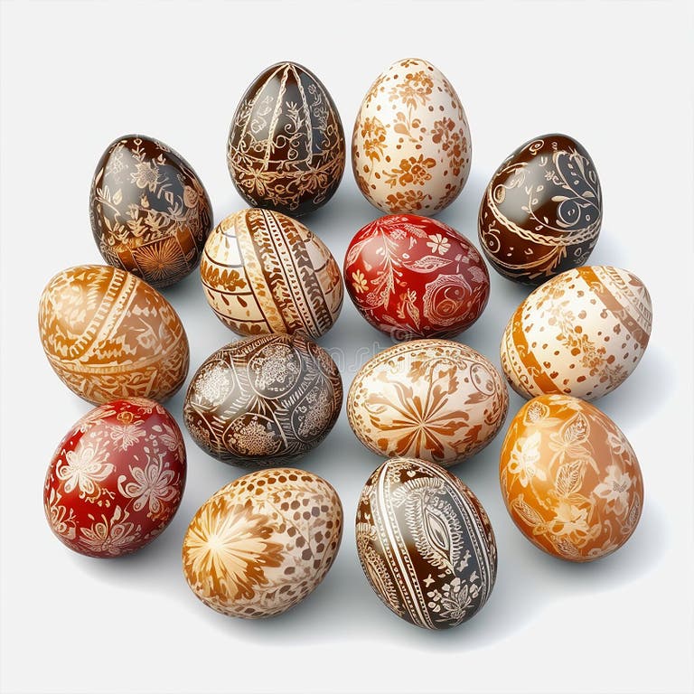 Easter Eggs Decorated with Different Patterns Stock Illustration ...