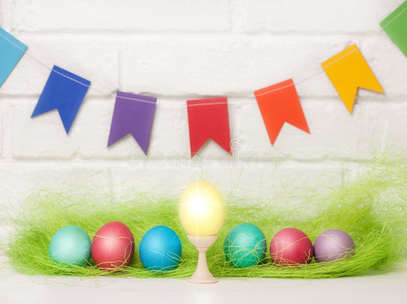 Easter Eggs and Flags. Decoration for Easter Holiday with Easy DIY ...