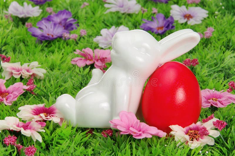 Easter Eggs on Flower Meadow Stock Photo - Image of white, colored ...